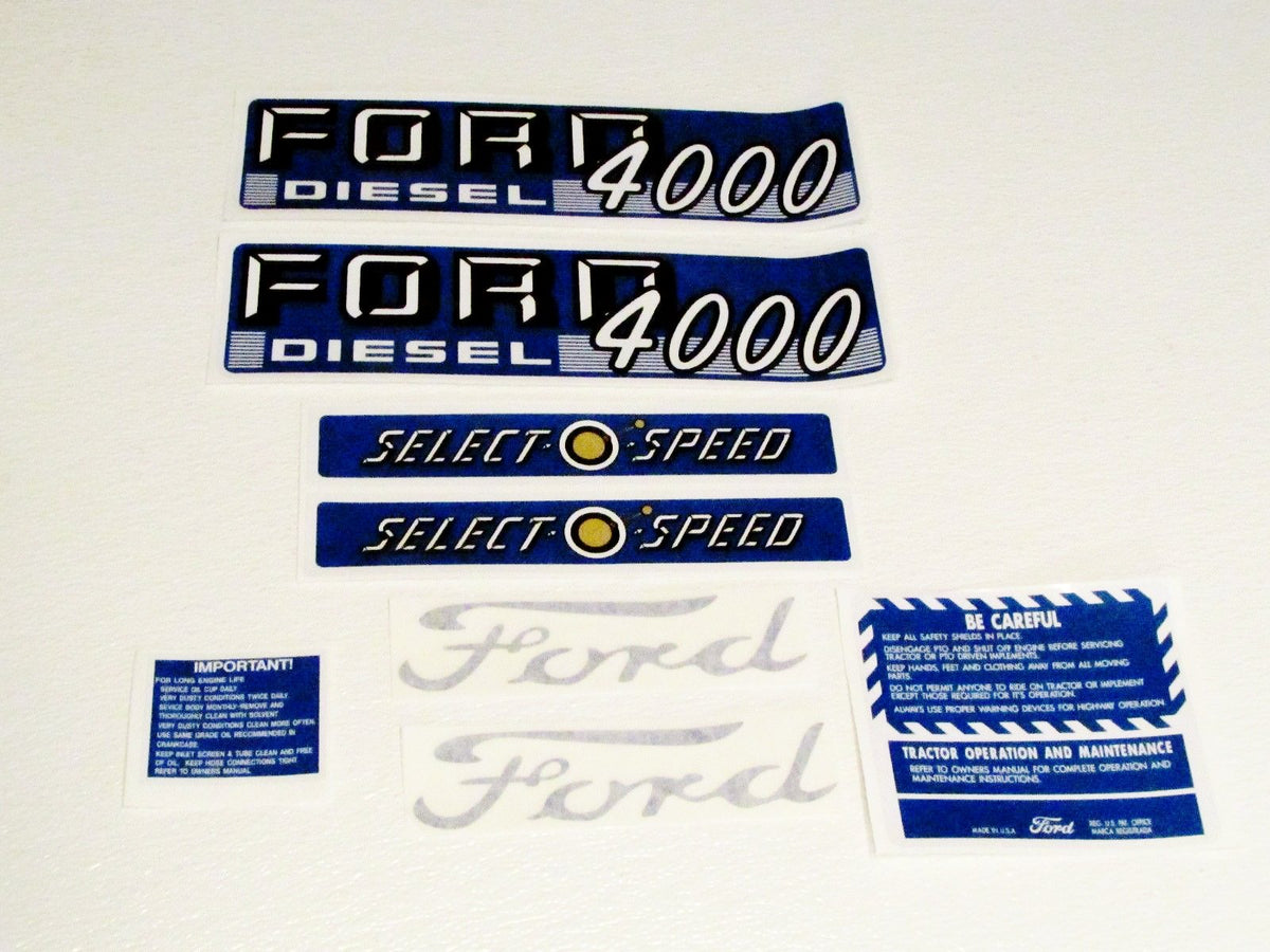 Ford Tractor 4000 Select O Speed Diesel Decal Set