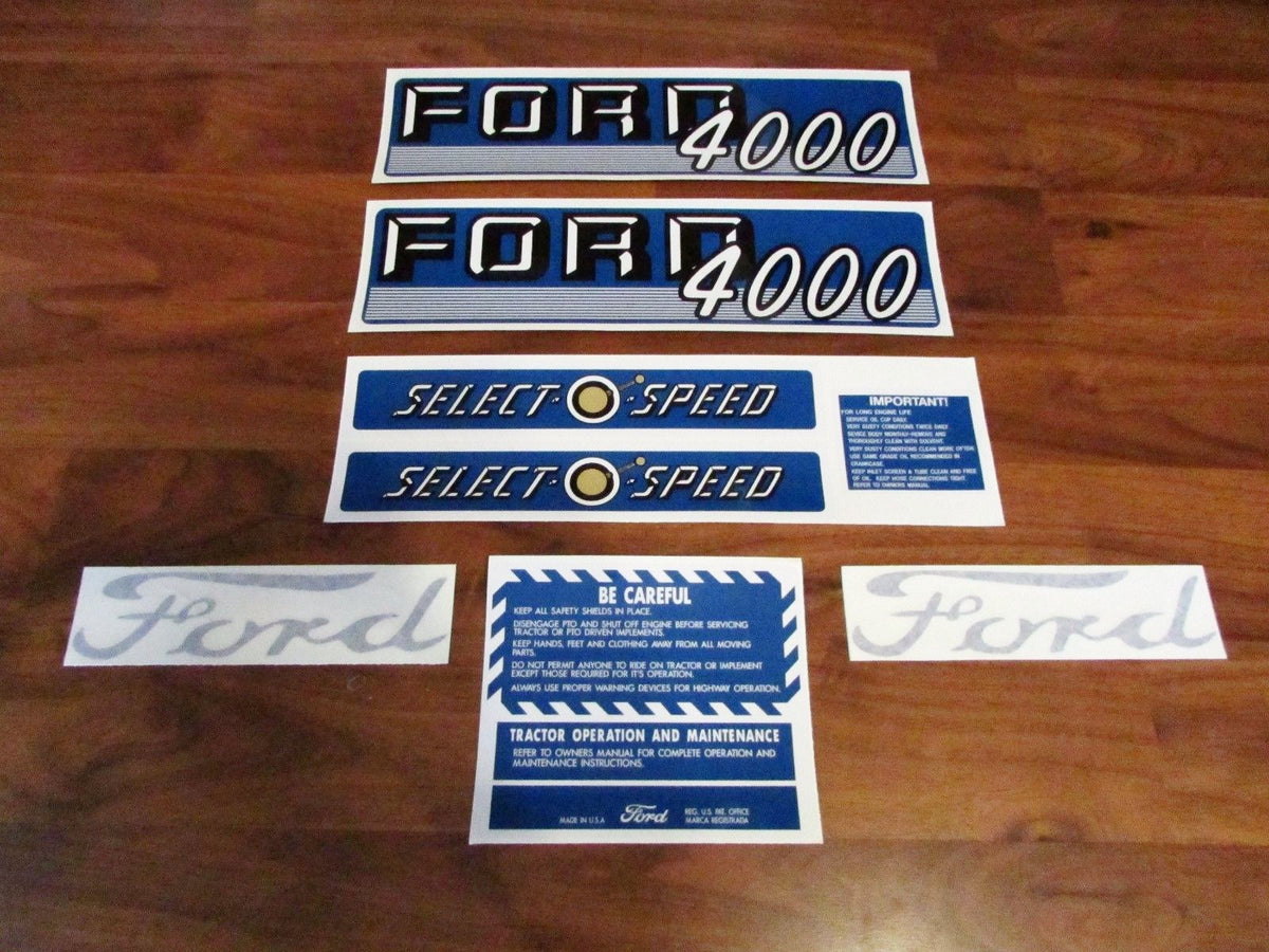 Ford 4000 Select O Speed Tractor Decals with Caution Decals