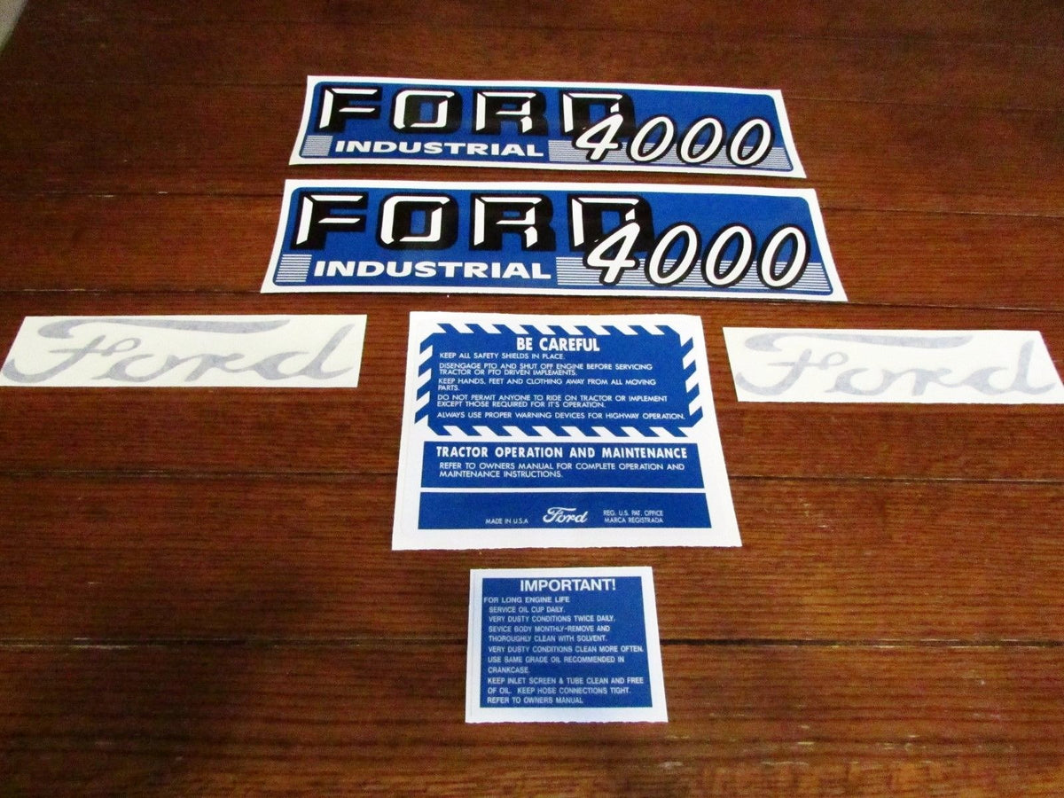 Ford 4000 Industrial Tractor Decals with Caution Decals